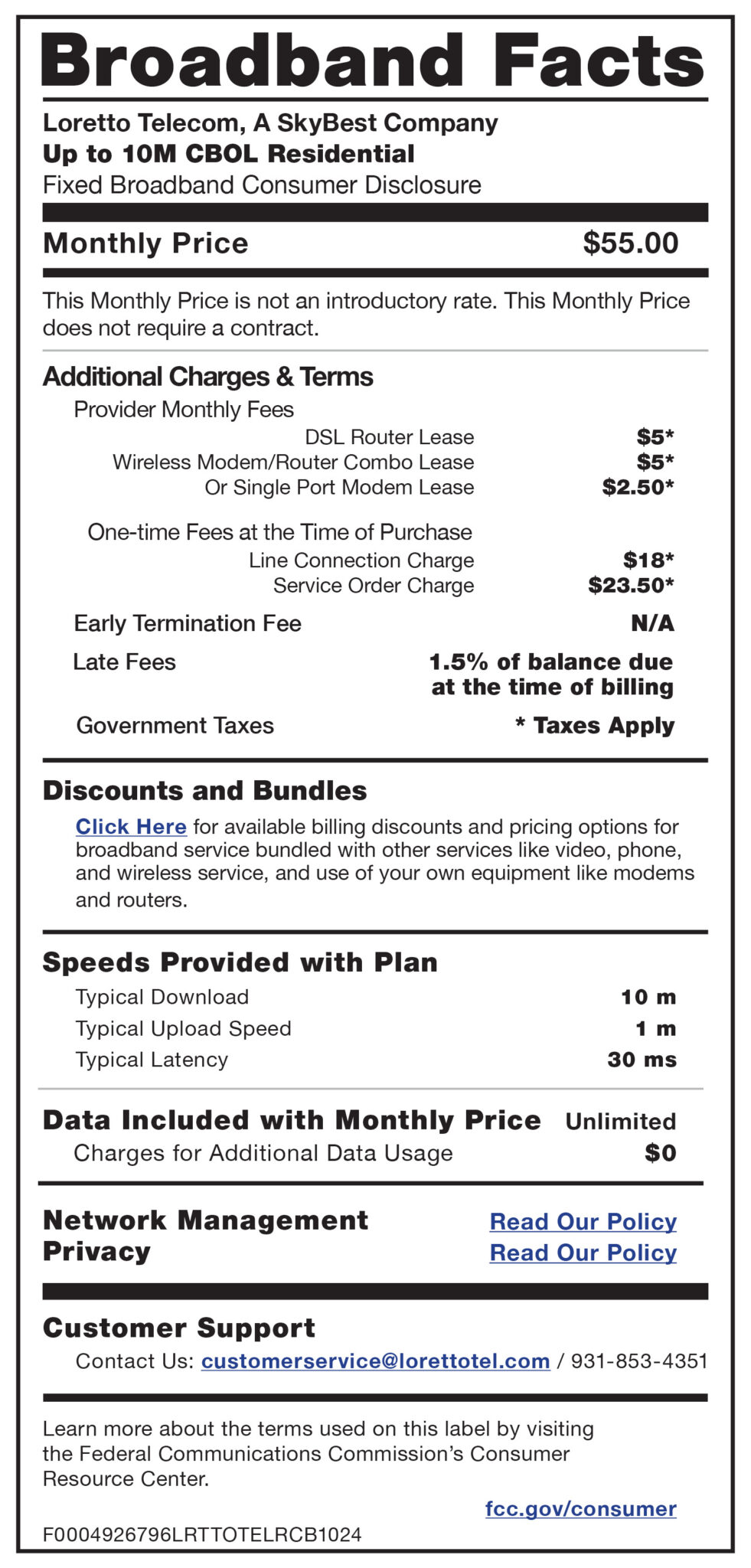 Fiber/Internet - Loretto Telecom, a SkyBest Company